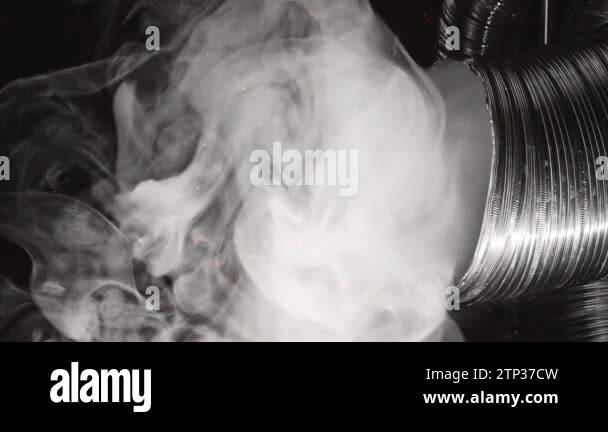 Gas exhaust. Fuel burn. Smog emission. White smoke orange red color ...