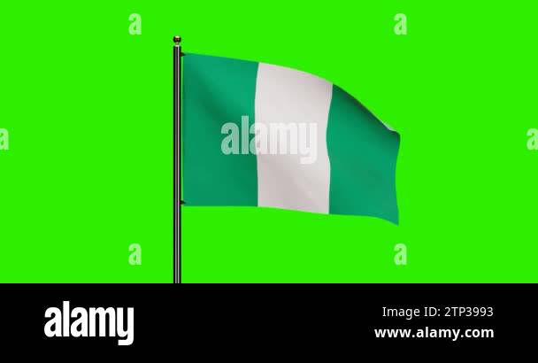 3d Rendered Nigeria National Flag Waving Animation With Realistic Wind