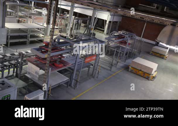 Industrial interior, production of ceramic tiles, modern factory ...