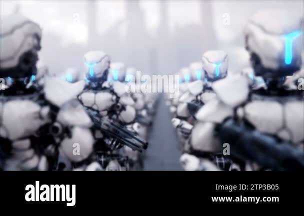 invasion of military robots. Dramatic apocalypse super realistic ...
