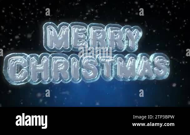 Merry Christmas 3D Text Looping Animation, Frozen Ice Text Effect With ...