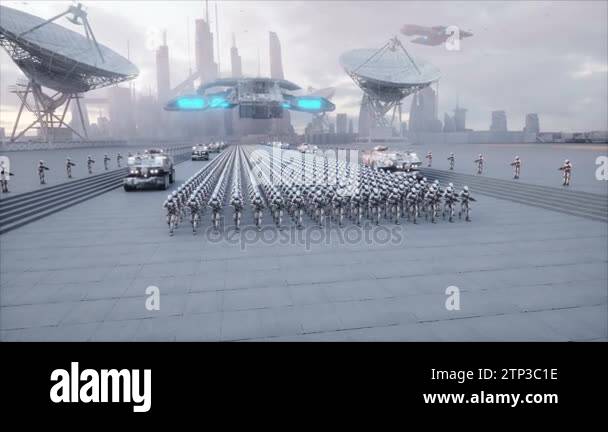 invasion of military robots. Dramatic apocalypse super realistic ...