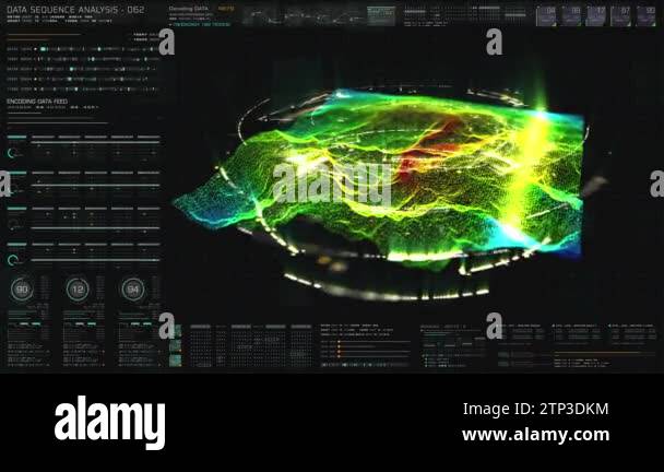 3d illustration, 3d rendering, futuristic Holographic Terrain environment, geomorphology ...