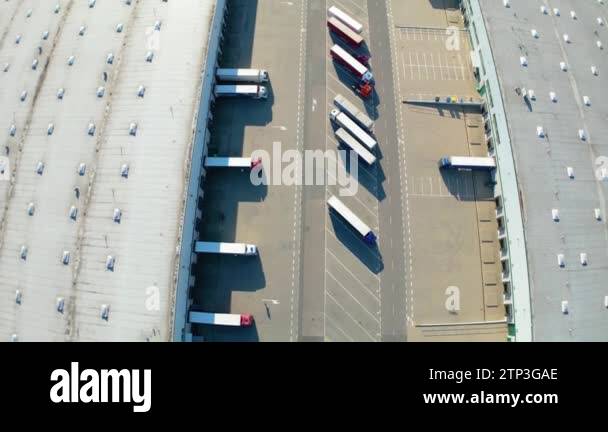 Aerial view of distribution center, drone photo of industrial logistics ...