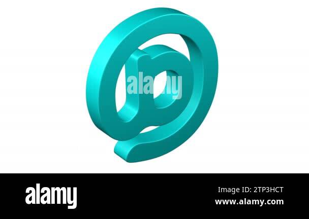 Turquoise e-mail symbol rotate on white background. 3D rendering Stock ...