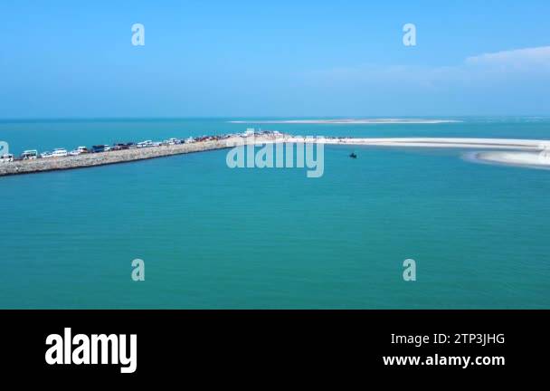 Tip of Dhanushkodi top view from above.The end point of the Indian ...