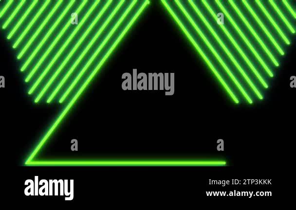 Animation of a green neon triangle appearing on a black screen. Stock ...