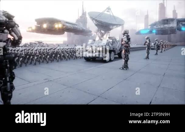 invasion of military robots. Dramatic apocalypse super realistic ...