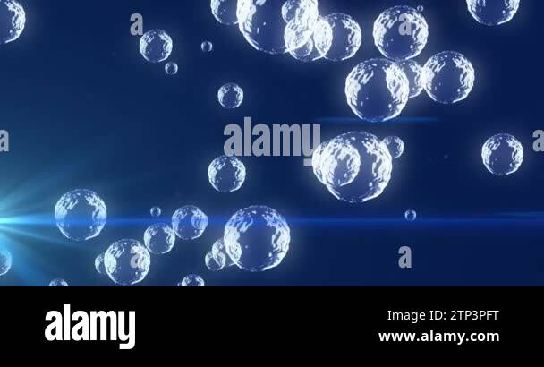Animation of infected blood cells with lens flares over black ...