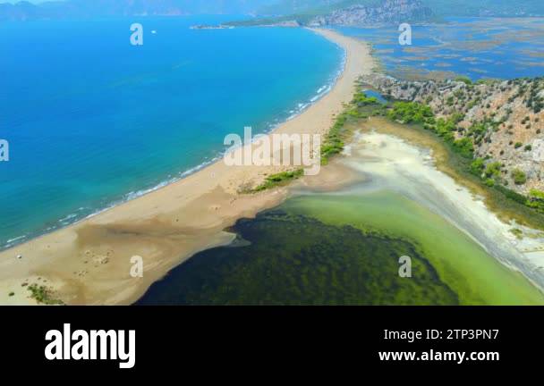 Loggerhead turtle spawning site Iztuzu Beach. It is known for its blue ...