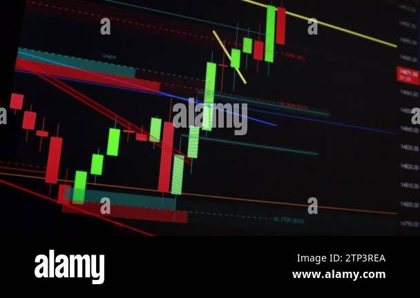 Stock Market Chart. Stock market data on LED display . concept High ...