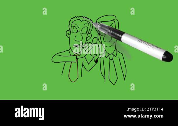 draw two young men whisper in other's ear show thumbs up like sign wear ...