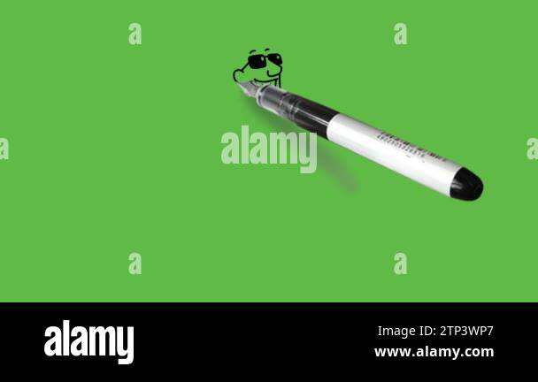 draw young man standing straight wave left hand to audience and hold ...