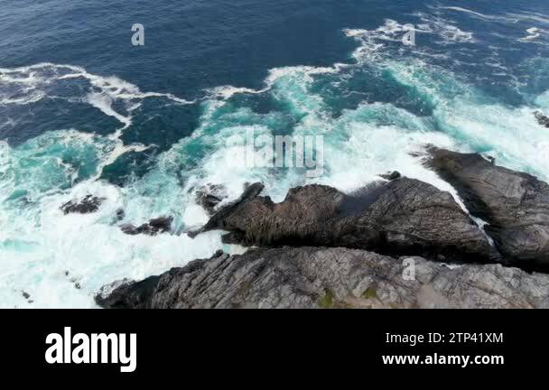 Top-down view of cliffs of Malin Head Coastal Walk, path west from ...