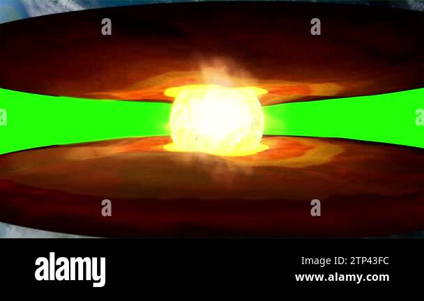 Earth core. inner structure with geological layers. Green screen ...