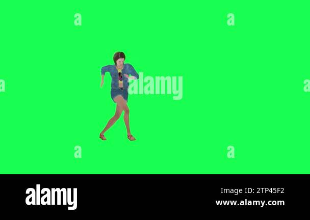 3d animated girl in jeans dancing in Christmas party front angle green ...