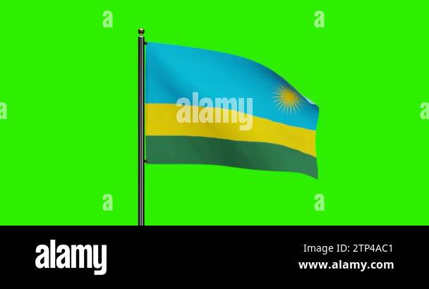 3D Rendered Rwanda National Flag Waving Animation with Realistic Wind ...