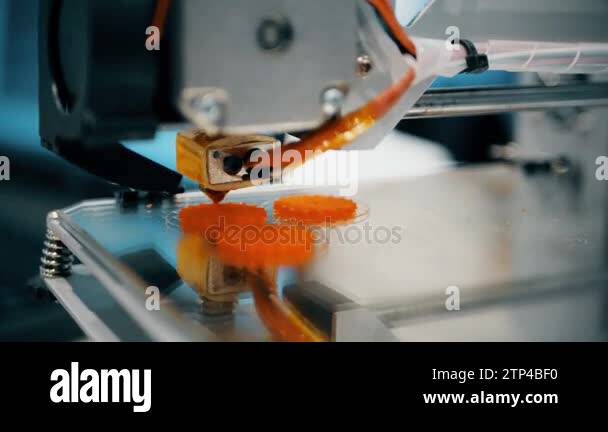 Printing with Plastic Wire Filament on 3D Printer. Three dimensional ...