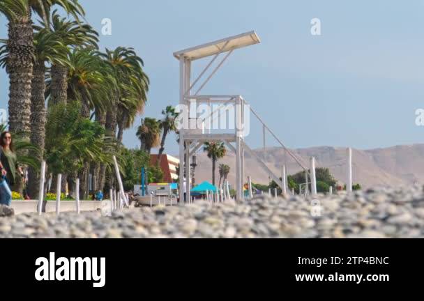 Beach guard tower minimal with a Rescue. A wooden observation post at ...