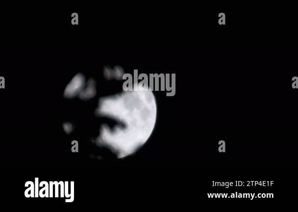 Full Moon Moves in the Night Sky through Dark Clouds and Trees. TimeLapse Stock Video Footage ...