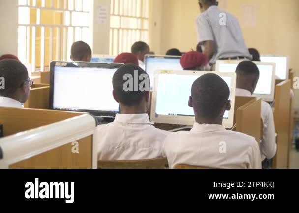 27th August 2023, Abuja Nigeria: Africa Nigeria student sitting in front of computer, taking ...