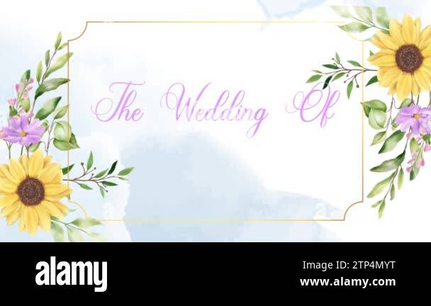 Sunflower border frame wedding invitation template Stock Video Footage ...