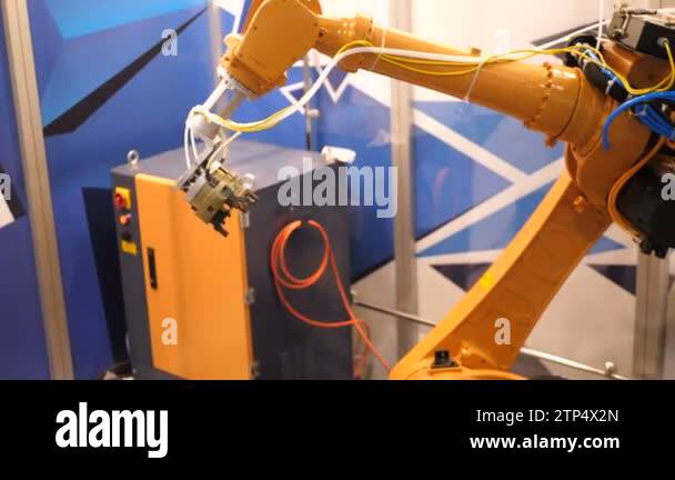 Moscow, Russia - 15 OCT 2017 : Industrial robot manipulator movements ...