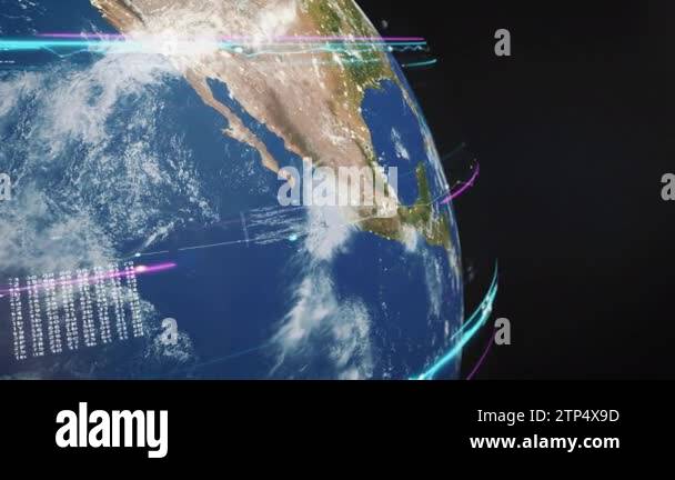 Various charts as visual effects above Mexico and surrounding countries ...