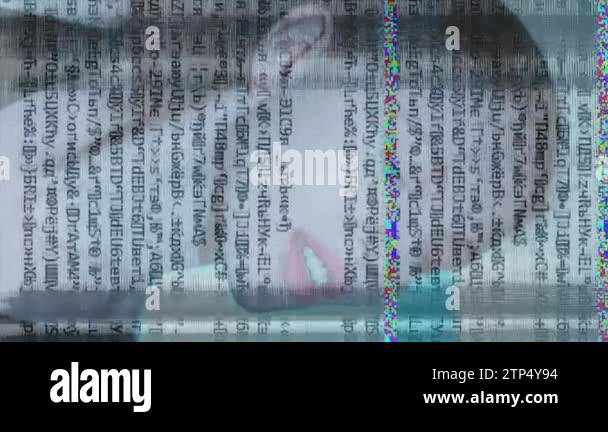 Vertical video. Facial recognition. Biometric identification. Woman ...