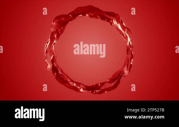 Ring Of Red Liquid Flowing Background Loop/ 4k animation of an abstract ...