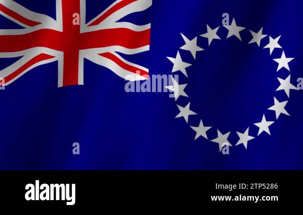 Cook Islands Flag. National 3d Cook Islands flag waving. Flag of Cook ...