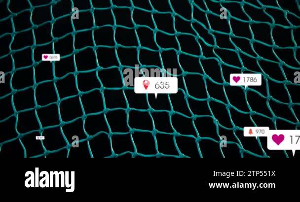 Animation of multiple notification bars over tennis ball hitting net ...