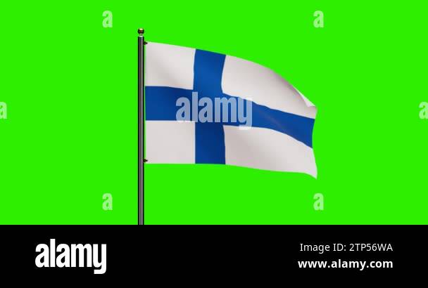 3D Rendered Finland National Flag Waving Animation with Realistic Wind ...