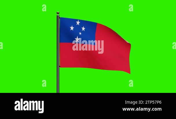 3D Rendered Samoa National Flag Waving Animation with Realistic Wind ...