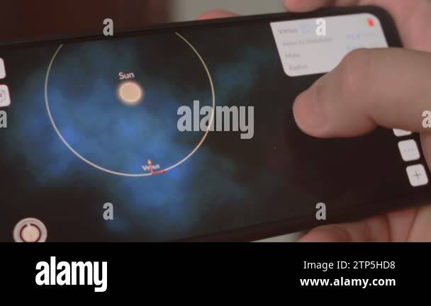 Simulation of Solar System. Interraction between the Sun and the Planets. in cosmos. Animation ...