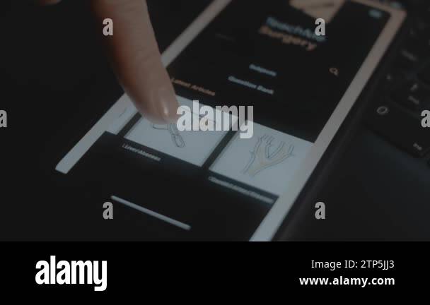 Smartphone app with different specialties surgery procedures. Step by ...