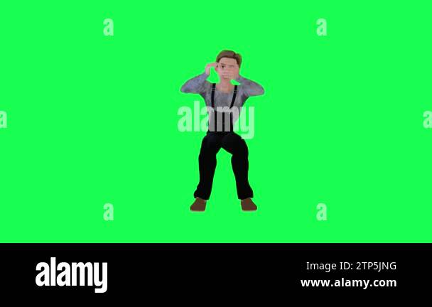 Mechanic boy clapping isolated green screen front angle 3d people ...