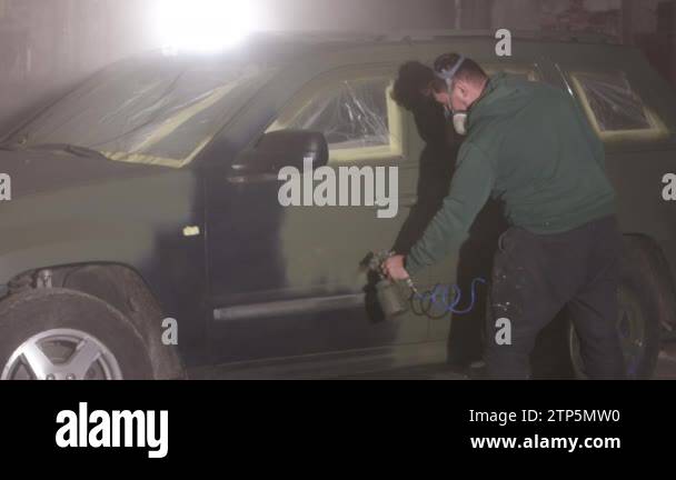 Prep work, Surface preparation, Paint preparation. Using respirator for ...