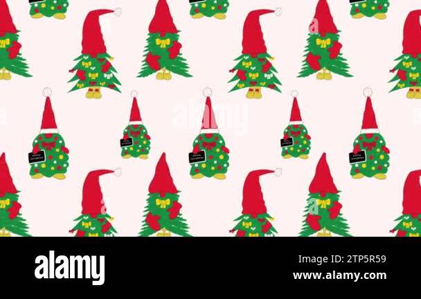 Cute Christmas gnome made of Christmas tree animation Loop Background ...