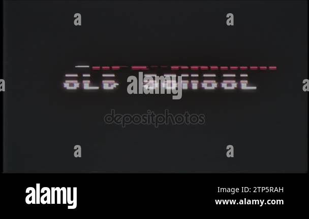 retro videogame OLD SCHOOL text on computer old tv vhs glitch ...
