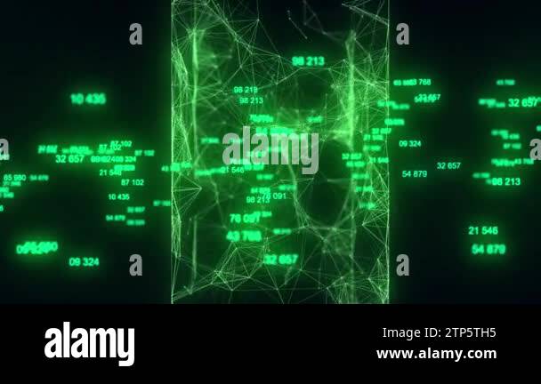 Technology blockchain network connection. Futuristic technology wave. Big data visualization ...