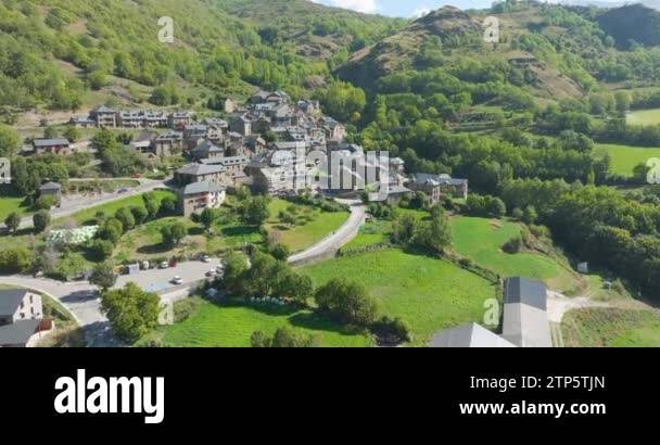 Durro panoramic aerial view, in the Vall de Boi, Lleida Catalonia ...