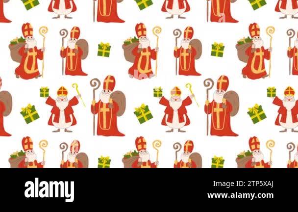 Saint Nicholas christmas characters animation Loop Background. Video ...