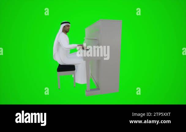 3d green screen an Arab male singer playing the piano in Dubai cafes ...