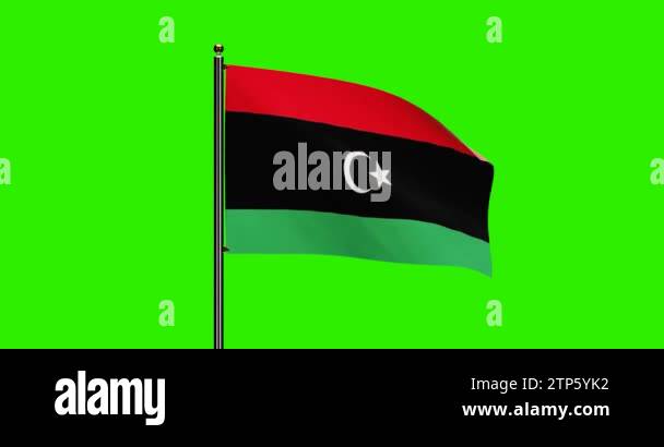 3D Rendered Libya National Flag Waving Animation with Realistic Wind ...