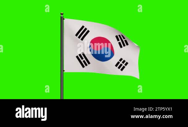 3D Rendered South Korea National Flag Waving Animation with Realistic ...