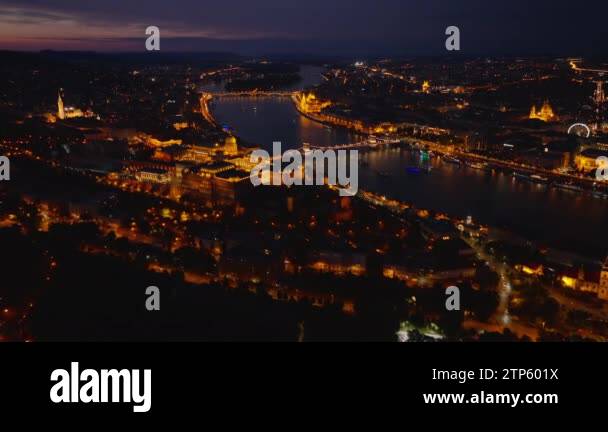 Beautiful aerial panoramic footage of Buda Castle and other historic ...