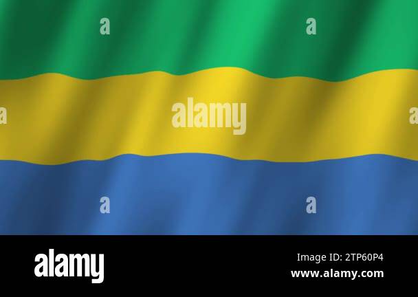 Gabon Flag. National 3d Gabon flag waving. Flag of Gabon footage video ...