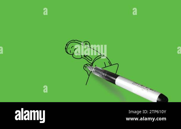 draw backside of young man sit on chair lay down on table work on ...