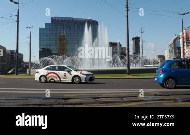 Belgrade Serbia 9.9.23 Slavia Square Trg Slavija, major commercial ...